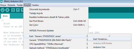STM32F103 Arduino ide ile programlama - Kodmek